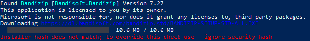[Package Issue]: Bandisoft.Bandizip v7.27 Installer hash does not match · Issue #90164 ...