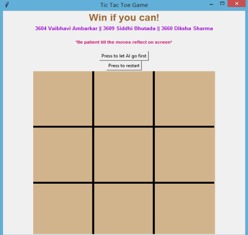 GitHub - siddhibhutada/Tic-Tac-Toe: Unbeatable Tic Tac Toe using AI