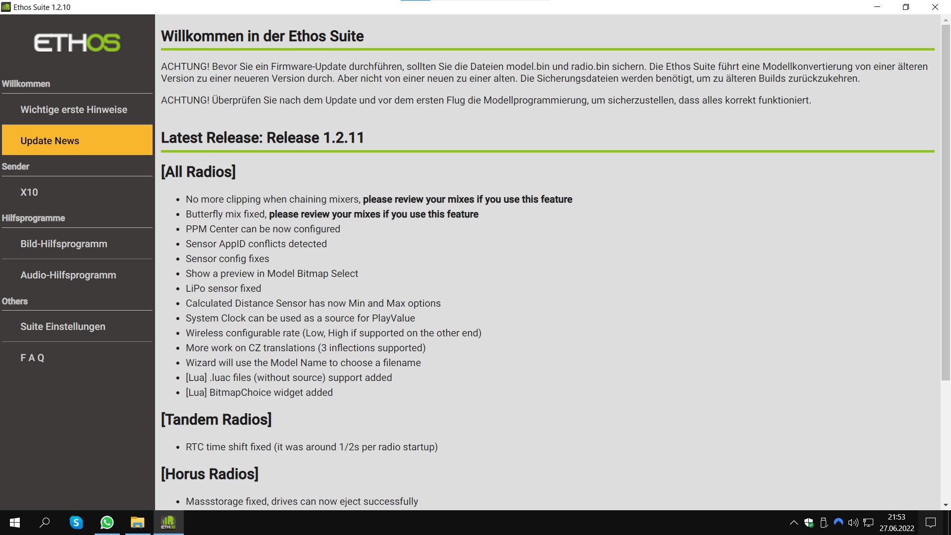 Ethos Suite not able to see online update after 1.2.11 update. · Issue #1751 · FrSkyRC/ETHOS ...