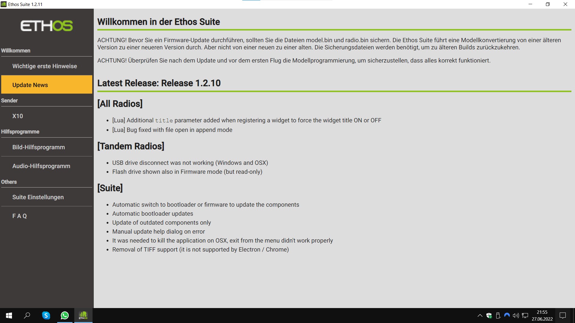 Ethos Suite not able to see online update after 1.2.11 update. · Issue #1751 · FrSkyRC/ETHOS ...