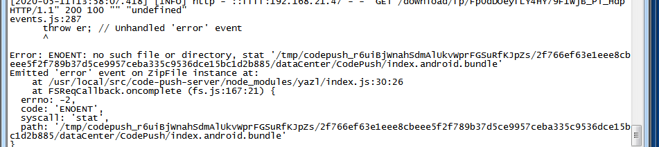 搭建完服务器后，非第一次提交代码，服务端崩溃问题 · Issue #285 · lisong/code-push-server · GitHub