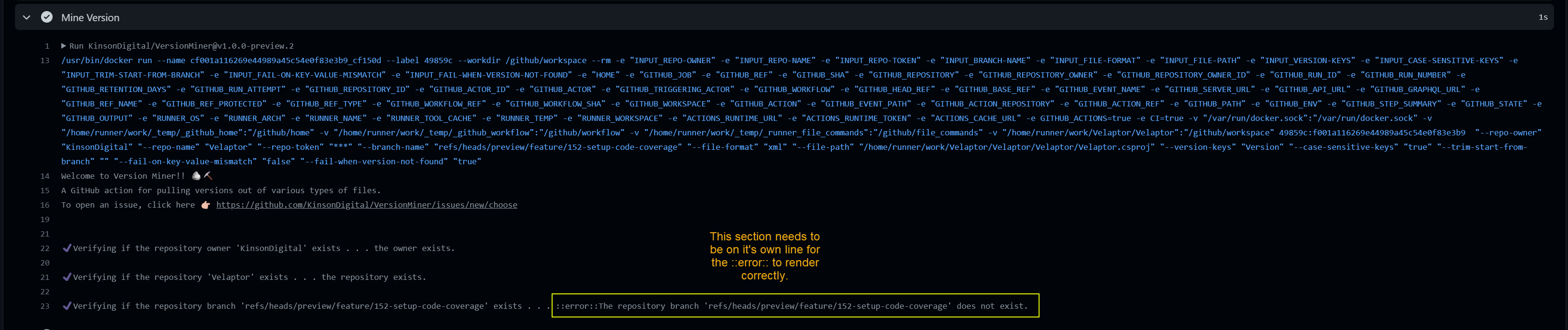 🚧Fix branch invalid and logging issue · Issue #83 · KinsonDigital/VersionMiner · GitHub