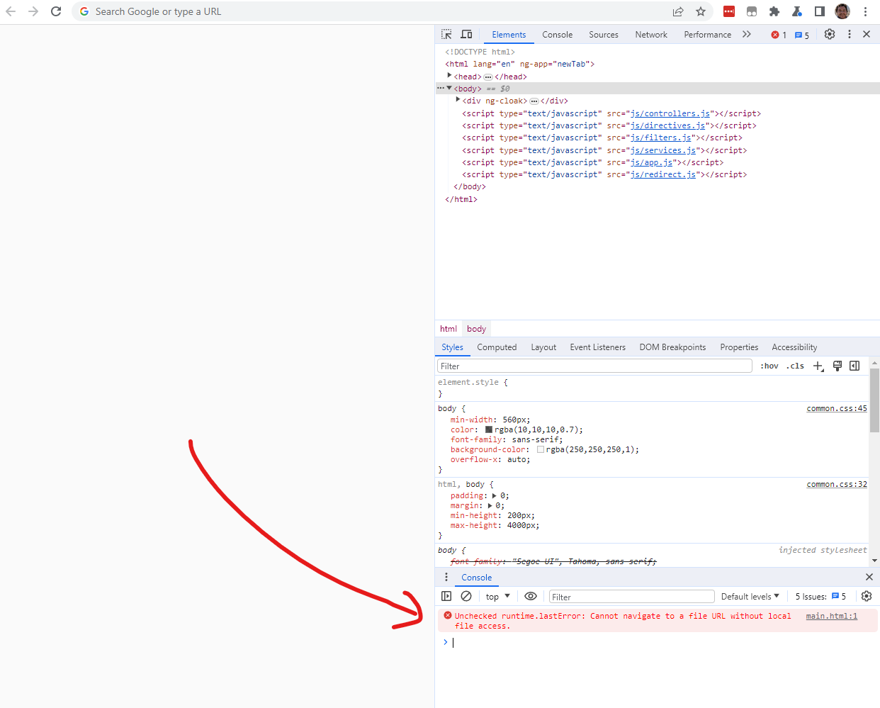 Chrome Beta 118 restricted access to a local file in "New Tab Redirect" · Issue #218 ...