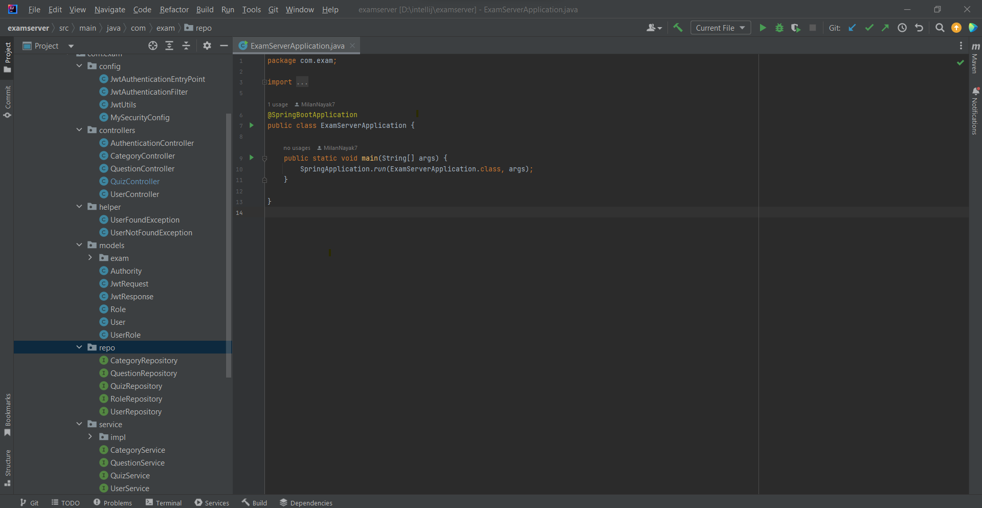 GitHub - MilanNayak7/springExamServer: Exam server backend code using spring boot.