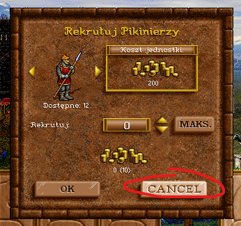 In the Recruit dialog, the Cancel button loses its translation after I change the monster from ...