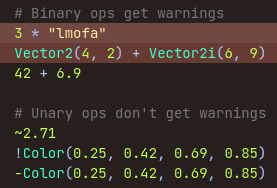 Invalid unary operators don't push errors · Issue #66731 · godotengine/godot · GitHub