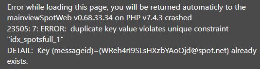 Random duplicate key value for 'idx_spotsfull_1' errors when using the Spotweb web interface ...