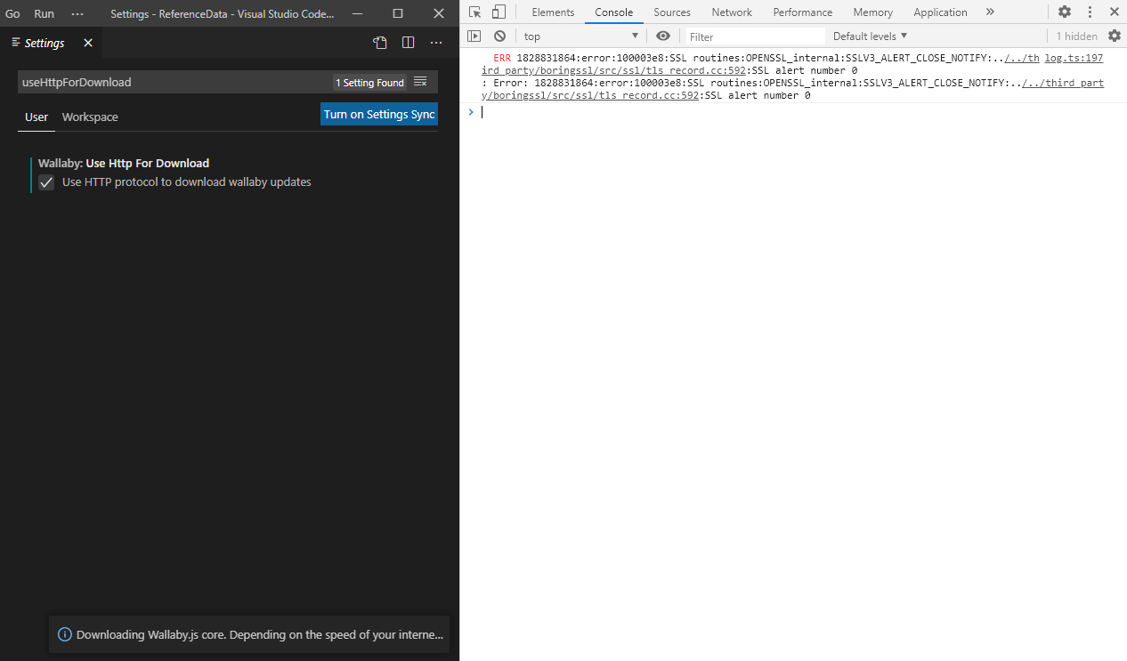 Wallaby fails to start. DevTools contain SSL error · Issue #2589 · wallabyjs/public · GitHub