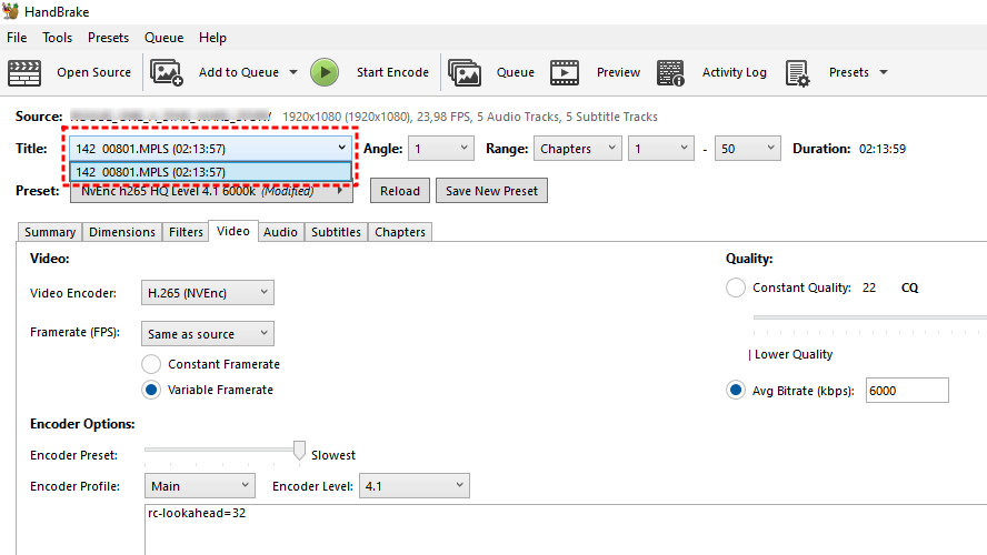 Qeue List edit - only one title of a bluray structure is available · Issue #5058 · HandBrake ...