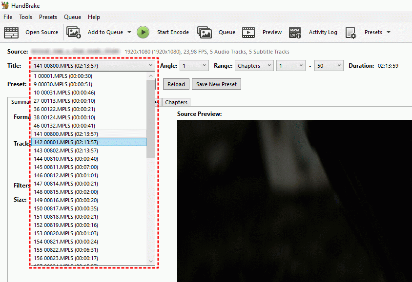 Qeue List edit - only one title of a bluray structure is available · Issue #5058 · HandBrake ...