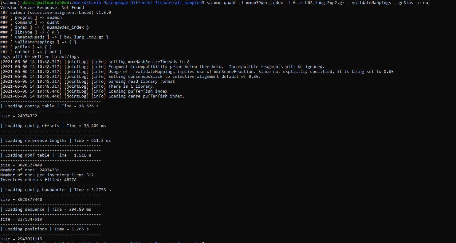 Salmon won't finish loading index · Issue #667 · COMBINE-lab/salmon · GitHub