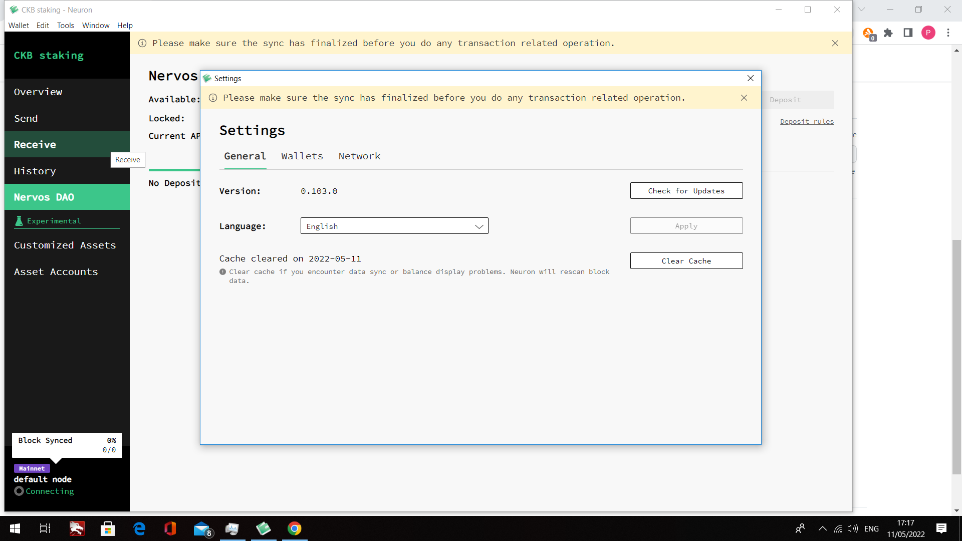 neuron wallet not syncing · Issue #2376 · nervosnetwork/neuron · GitHub