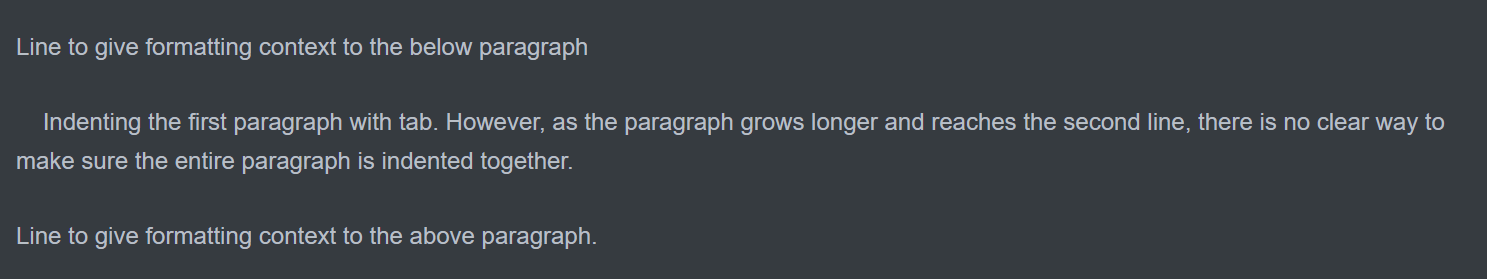 [Feature] Indent entire paragraph without using bullet points. · Issue ...
