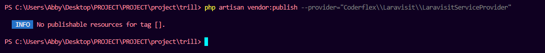 the vendor publish is not working properly · Issue #37 · coderflexx/laravisit · GitHub