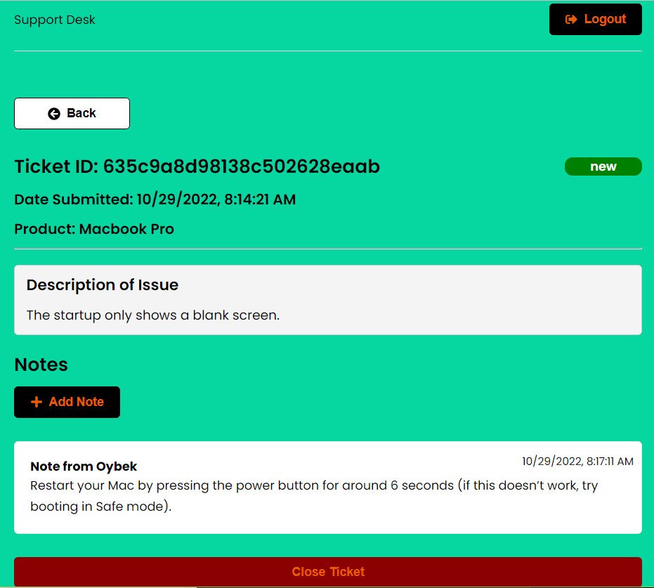 GitHub - OybekKayumov/support-desk: Support ticket application built with the MERN stack.
