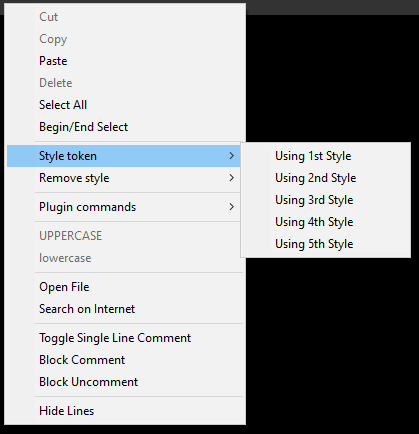 Style tokens appear colorless in context menu, and do not apply any style to a selected text ...