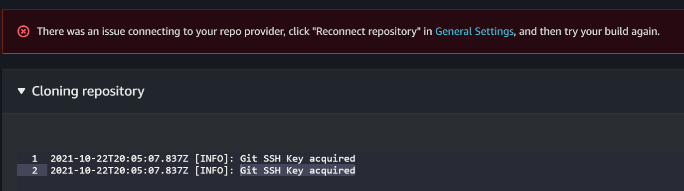 Build Failed When Cloning Repository With Only Git Ssh Key Acquired Log · Issue 2334 · Aws