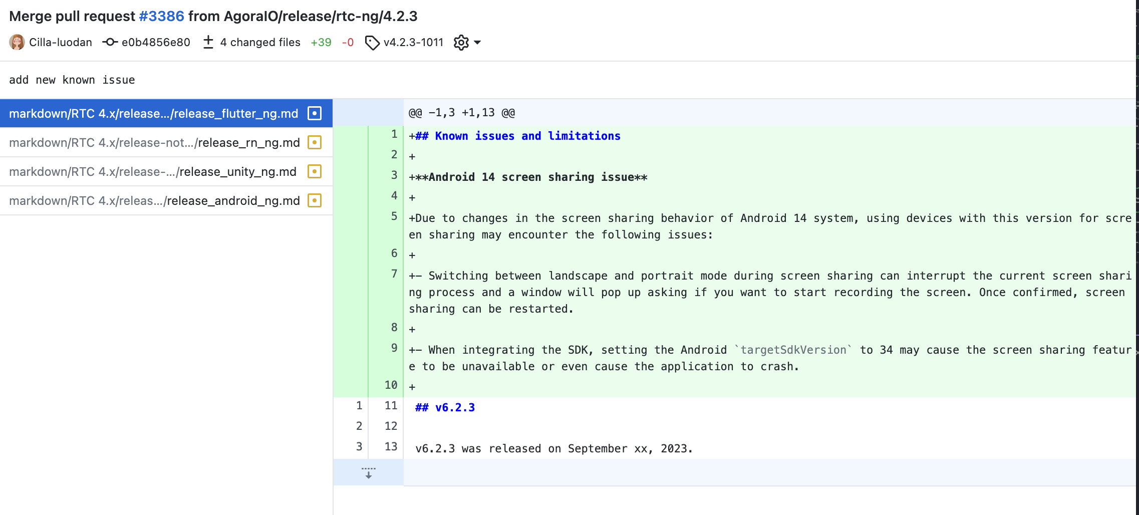 [4 2 3 Rtc] Release Notes Api Ref · Issue 1475 · Agoraio Docs Source · Github