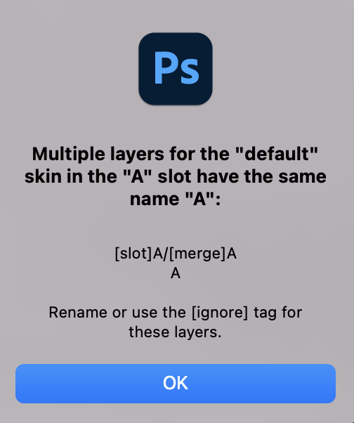 【PhotoshopToSpine】The same name error is not displayed for layers under layer groups with [slot ...