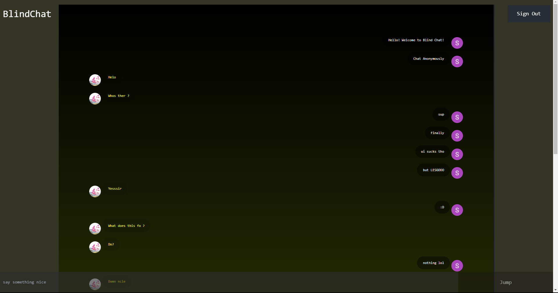GitHub - somwrks/BlindChat: Anonymous Chatting app made using React, Tailwind and Firebase