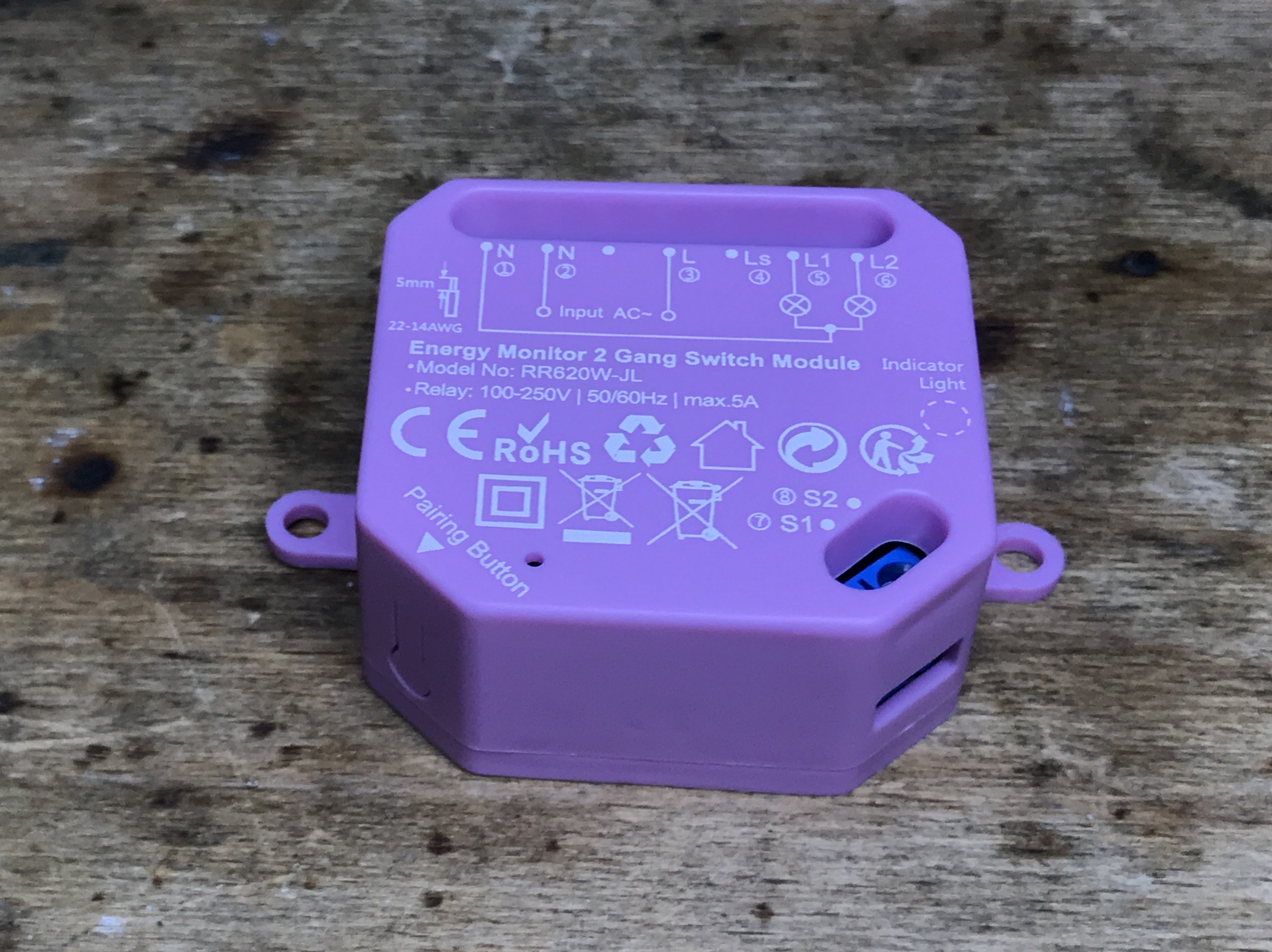 RR620W-JL pink module for two switches with CB2S BK7231N and BL0942 ...