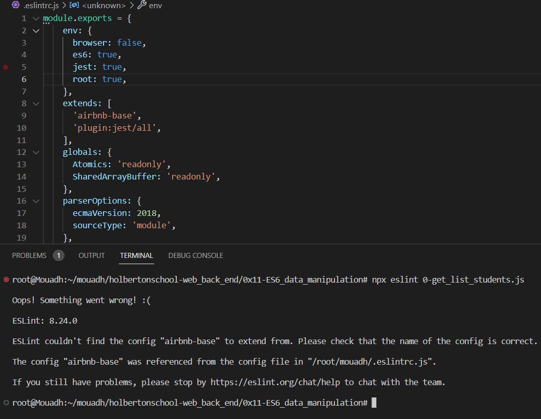 I keep getting this error, please any help :) · Issue #1530 · microsoft/vscode-eslint · GitHub