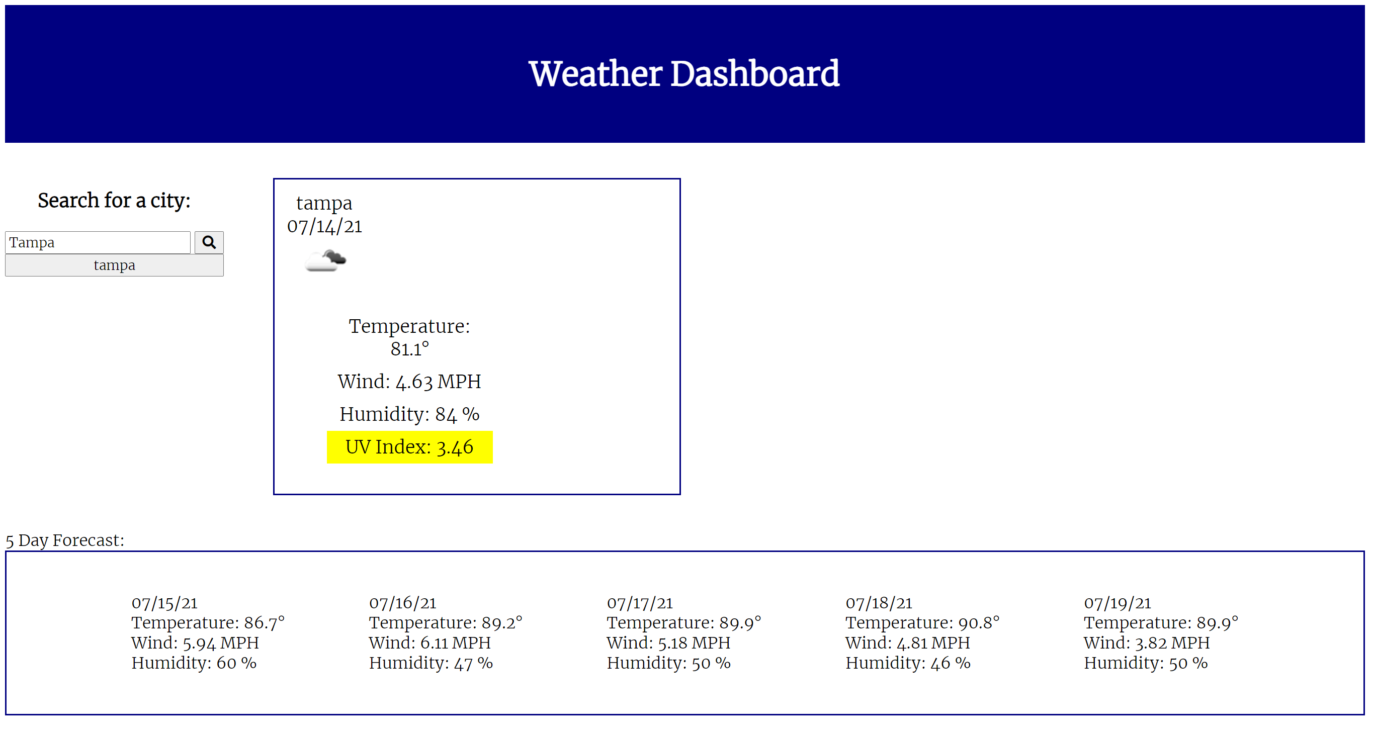 GitHub - panicor/weatherDashboard: This application utilizes fetches to weather APIs to create a ...