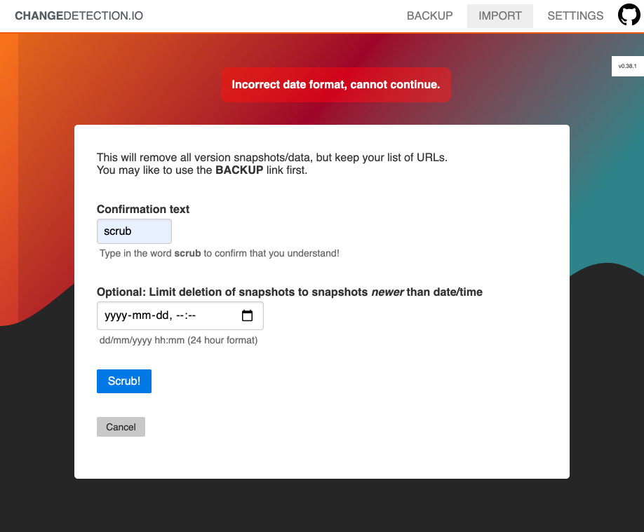 [bug] Can't scrub snapshots without setting a date · Issue #149 · dgtlmoon/changedetection.io ...