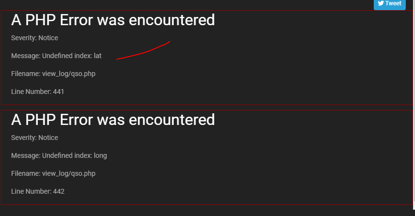 PHP ERROR when viewing QSO without lat & log · Issue #1058 · magicbug/Cloudlog · GitHub
