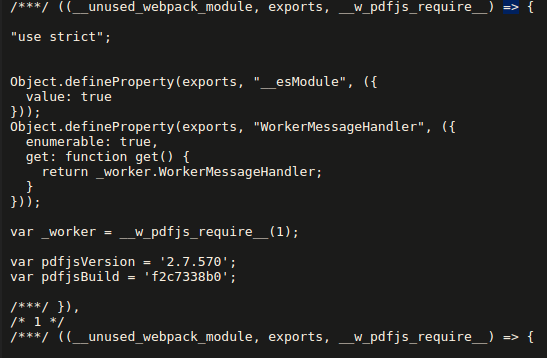 es5/build/pdf.worker.js has arrow syntax in 2.7.x · Issue #12906 · mozilla/pdf.js · GitHub