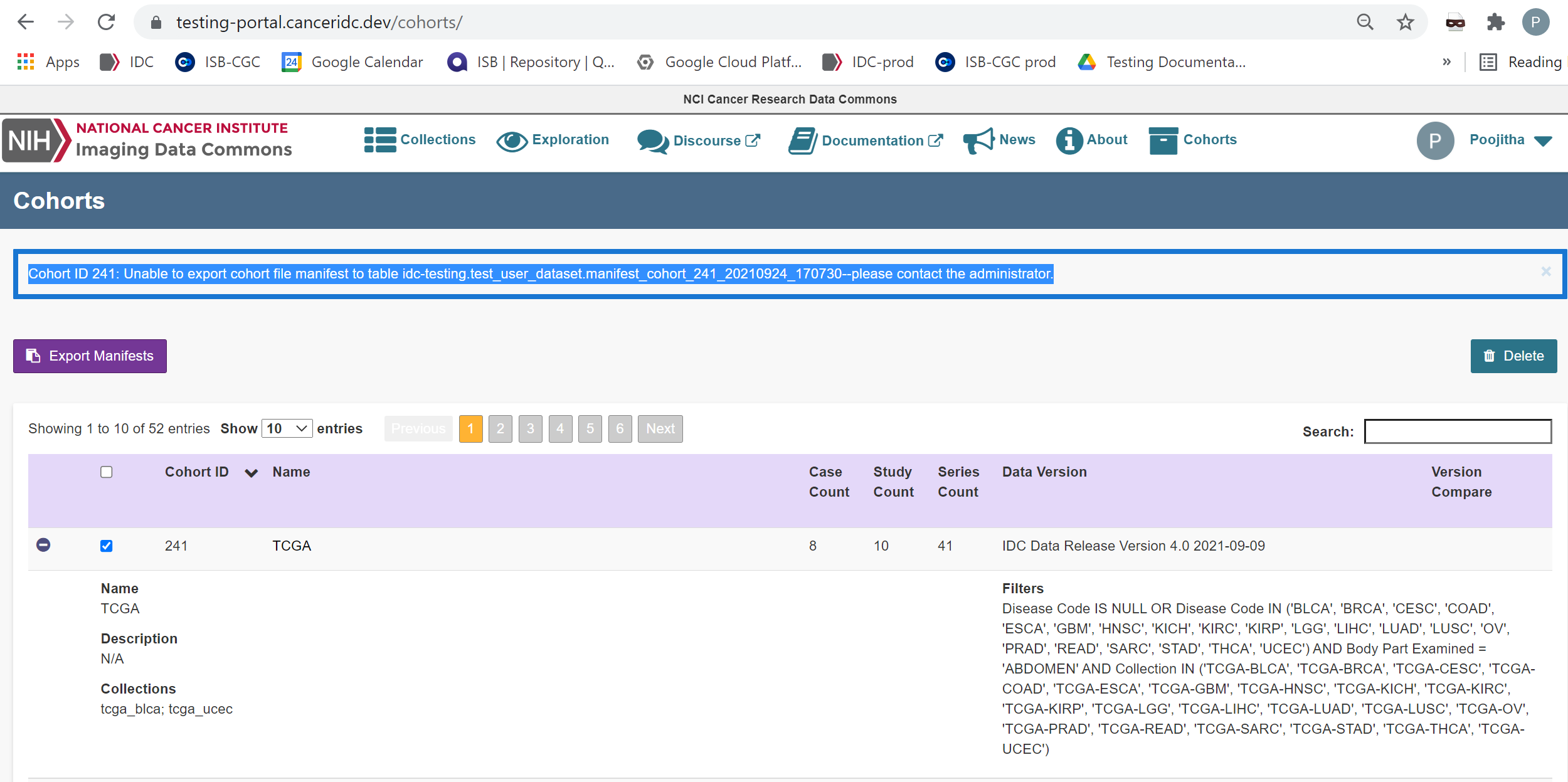 Unable to export BQ manifest · Issue #703 · ImagingDataCommons/IDC-WebApp · GitHub