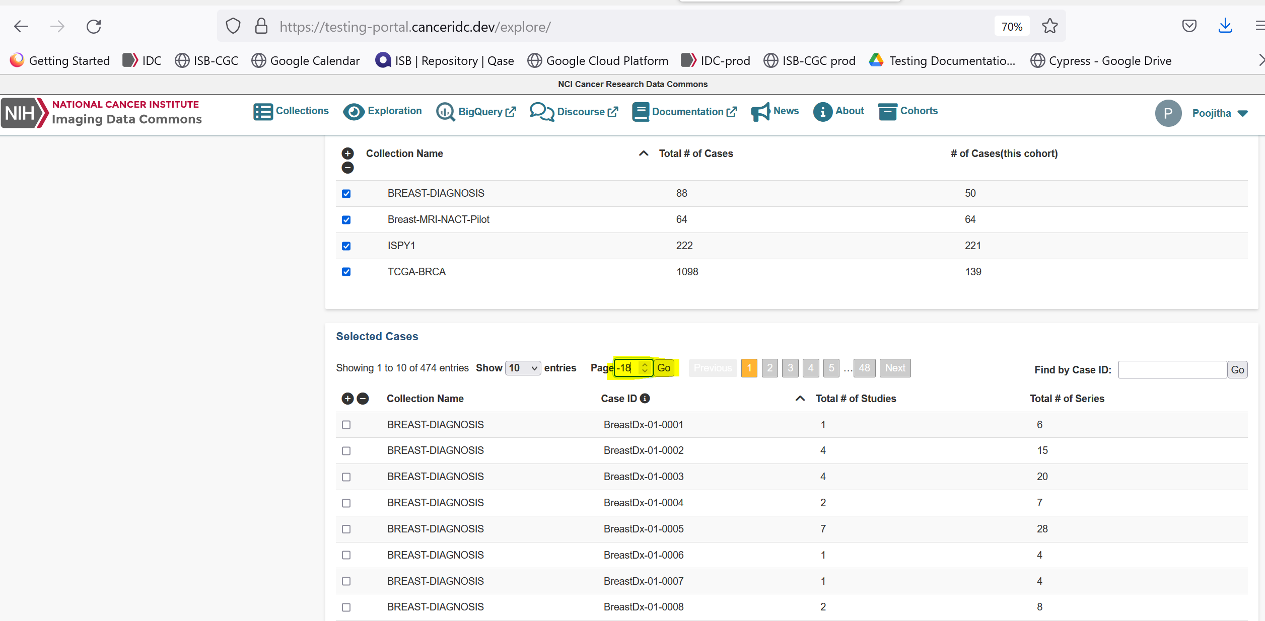 Selection Of Negative Numbering In The Page Selection Box For