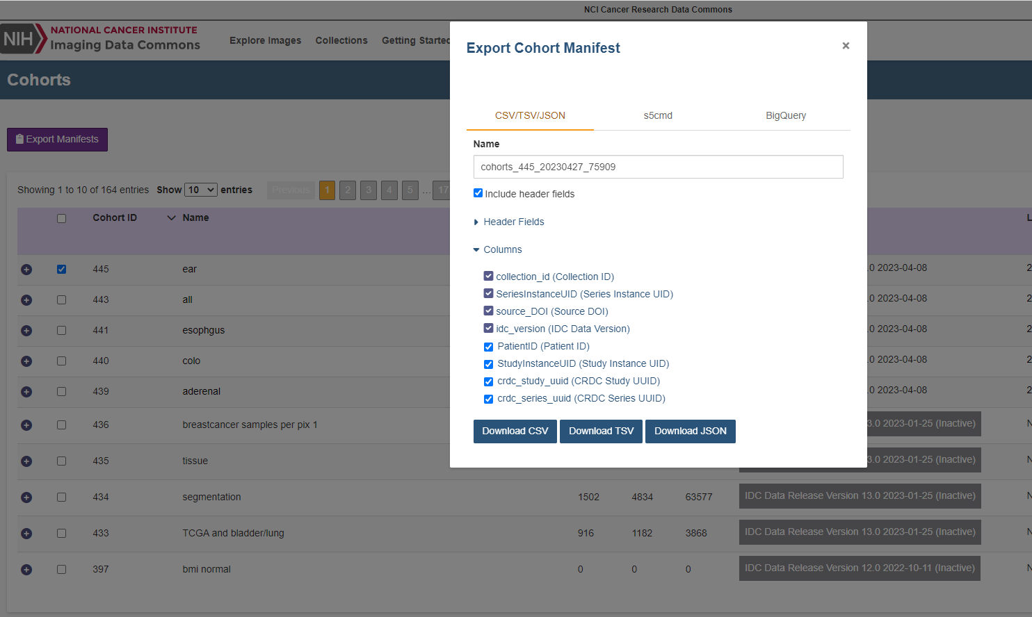 Add the option to export s5cmd compatible manifest · Issue #1155 · ImagingDataCommons/IDC-WebApp ...