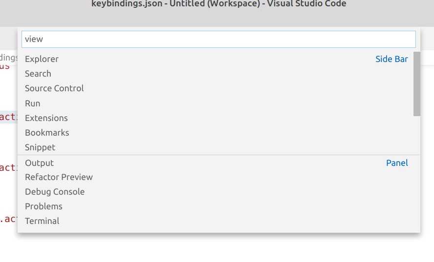 How Can I associate a shortcut to view Side Bar / view Panel · Issue ...