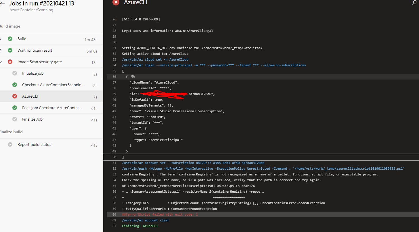 Issue ObjectNotFound: (containerRegistry:String ...