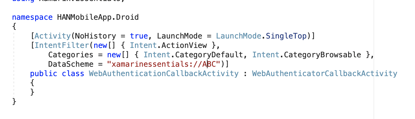 [Bug] WebAuthenticator -> You must subclass the `WebAuthenticatorCallbackActivity` and create an ...