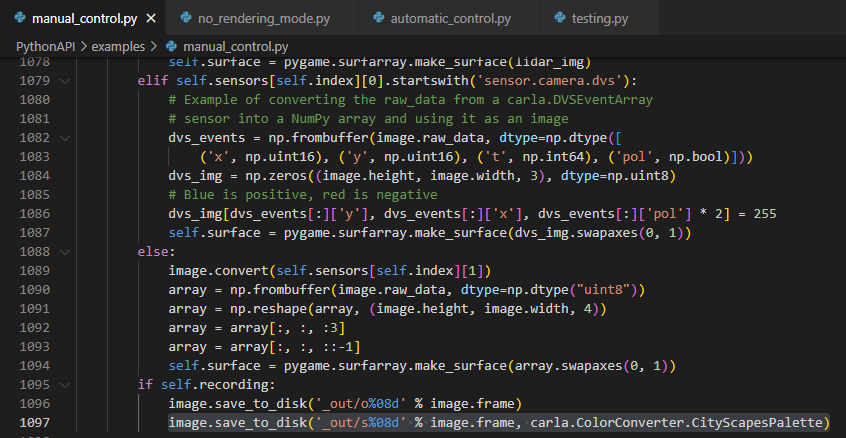 Save both original .png image and semantic segmentation .png mask in manual_control.py · carla ...