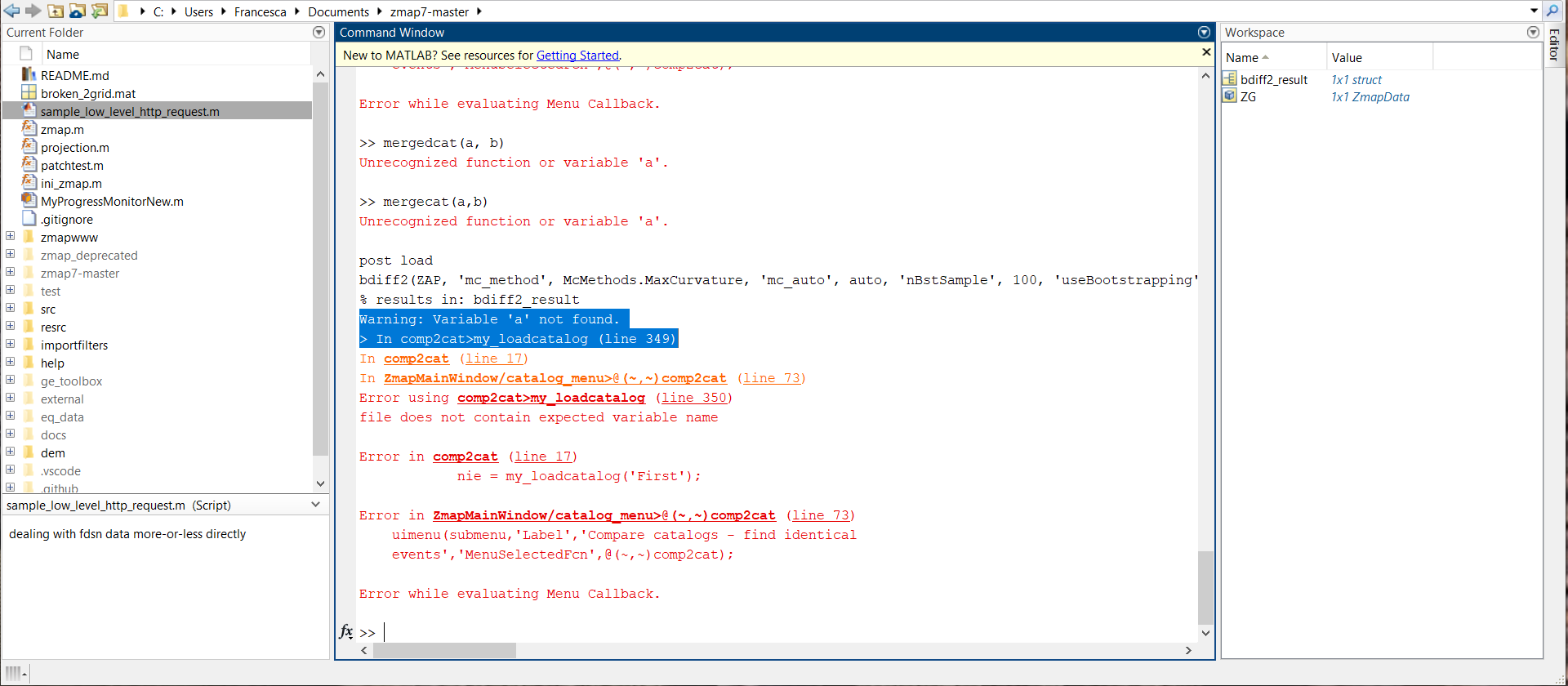 variable not found comparing catalogs · Issue #55 · CelsoReyes/zmap7 ...