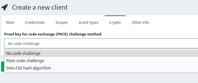 Selecting the PKCE challenge method does not work correctly · Issue #584 · indigo-iam/iam · GitHub
