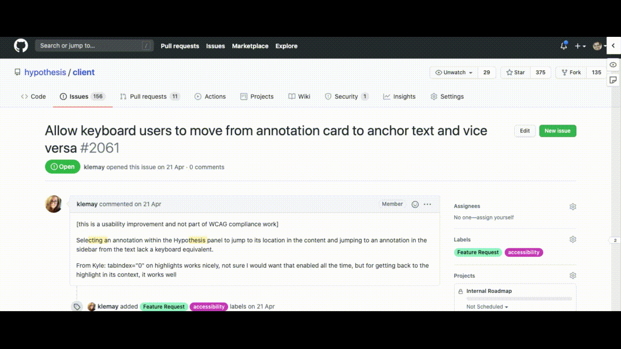 Allow keyboard users to move from annotation card to anchor text and ...