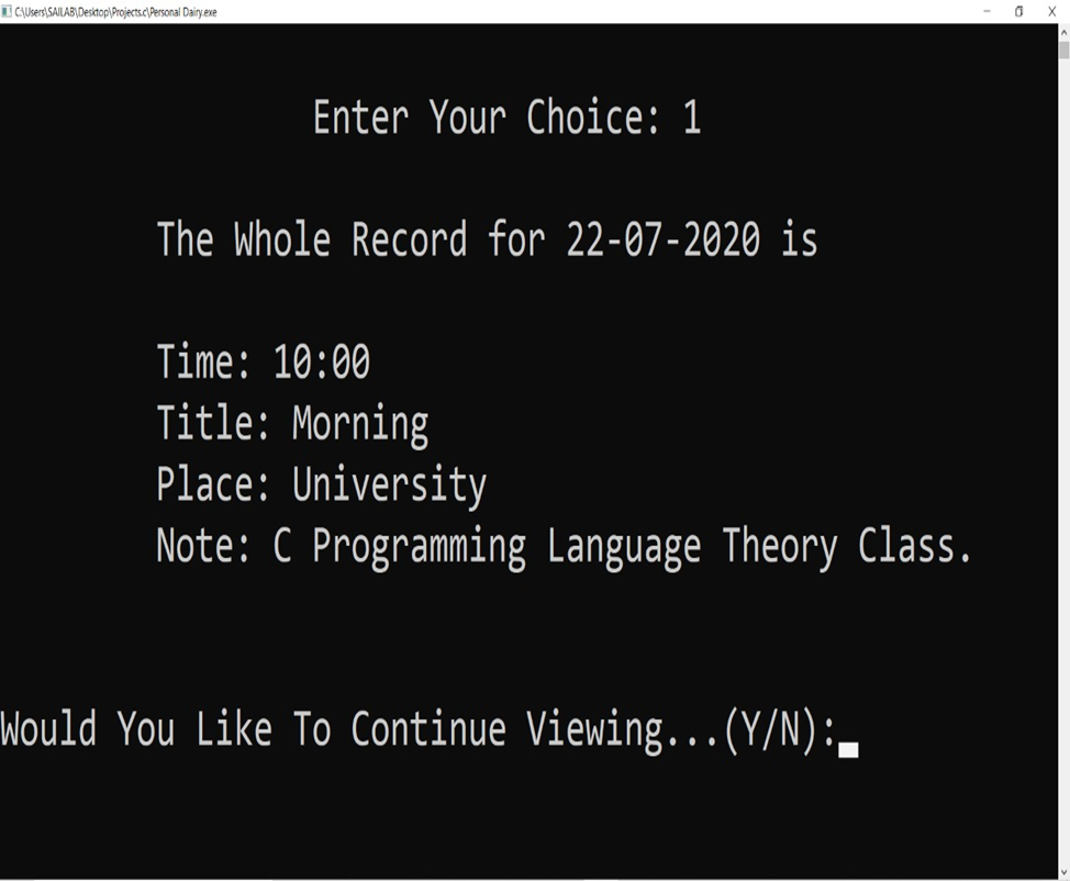 GitHub - sailab-banik/Personal_Diary_Management_System: A console based ...