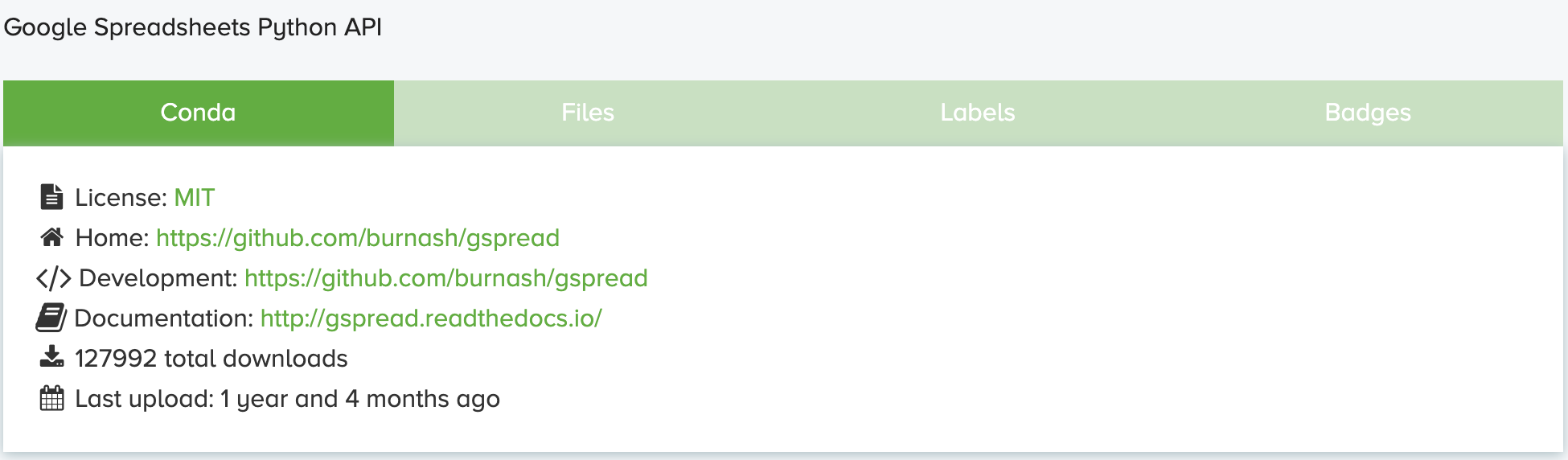 Library is not updated in conda · Issue #772 · burnash/gspread · GitHub