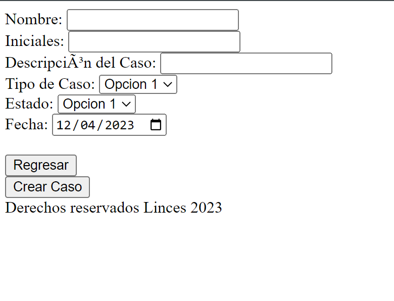 Crear página crear caso · Issue #13 · ITAM-ADSI-2023/Linces-ProyectoFinal · GitHub