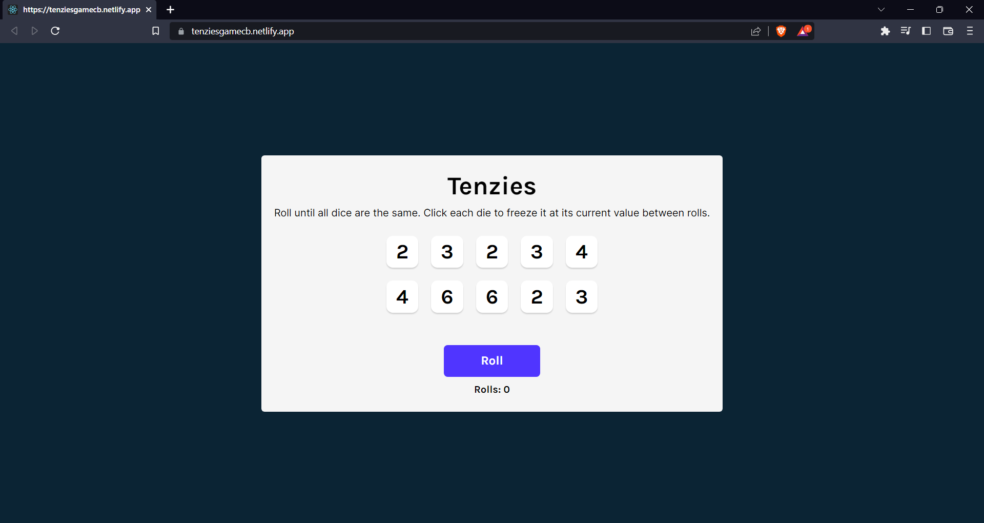 GitHub - Chaitreya/Tenzies-Game