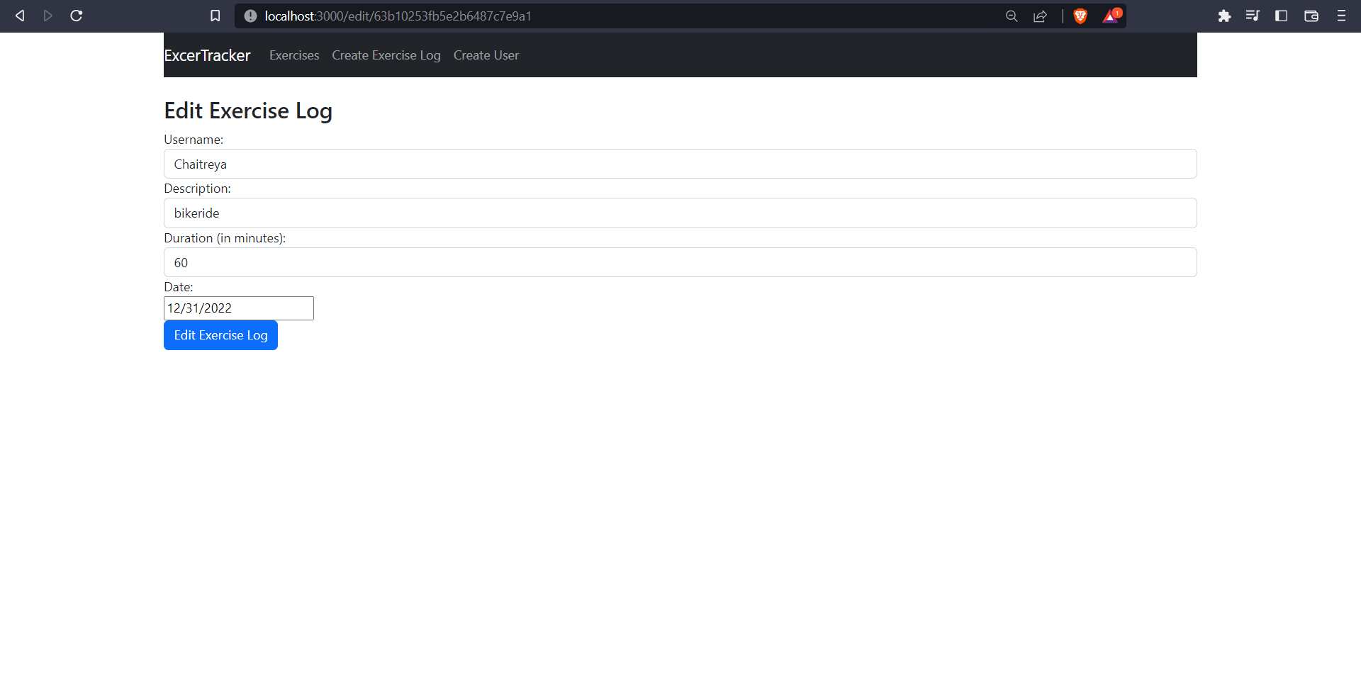 GitHub - Chaitreya/MERN-Exercise-Tracker