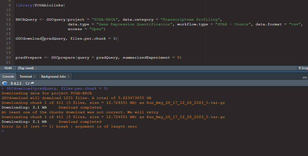 Error in if (ret == 1) break : argument is of length zero while downloading SNV data · Issue ...
