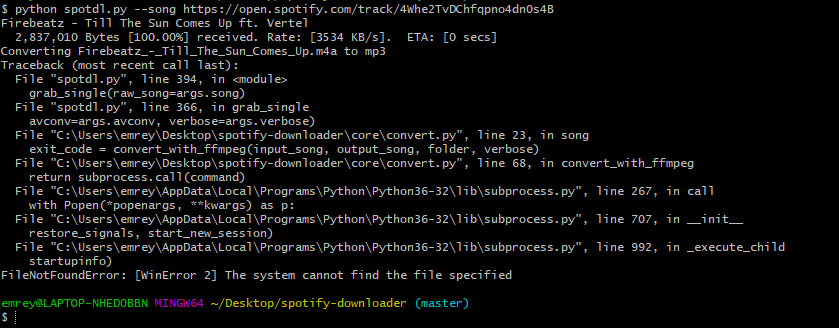 Failed to download when attempt to convert the song · Issue #127 ...