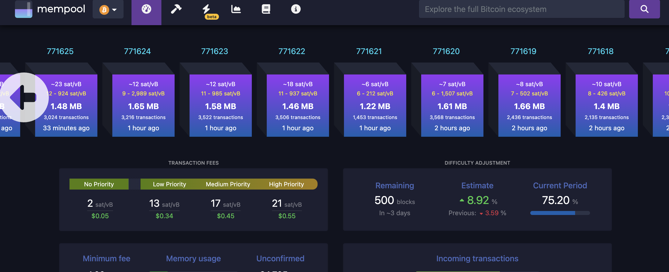 Button That Takes You To The Latest Blocks When Scrolled Away · Issue 2945 · Mempool Mempool