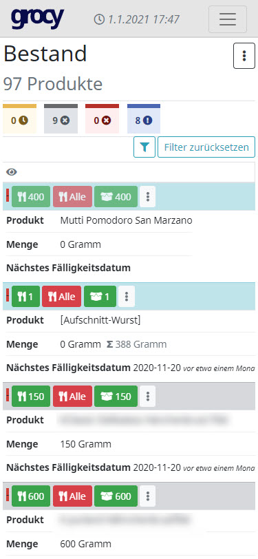 Feature Request Using Responsive Datatables For A Alternativ Mobile View · Issue 1243 · Grocy