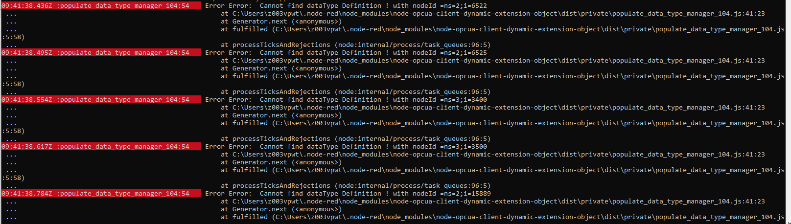 Cannot Find Datatype Definitions Error Program Gets Stuck After Period 